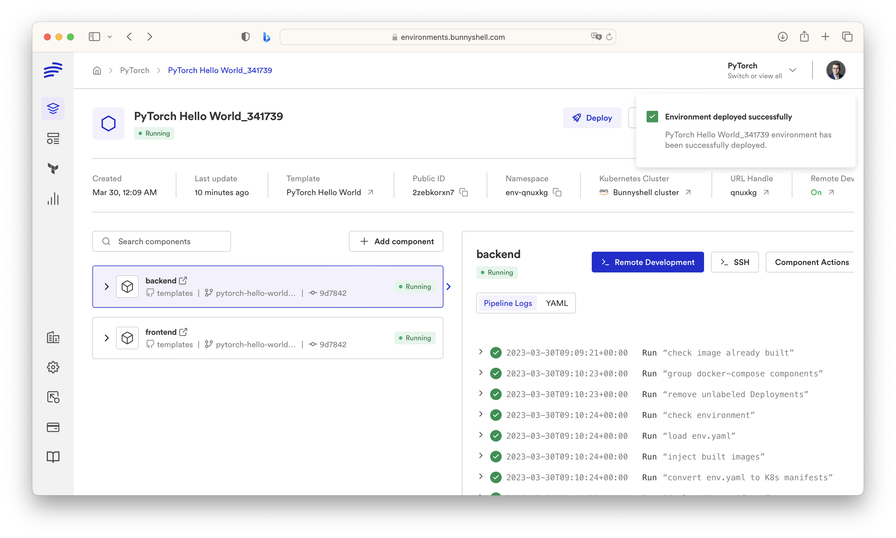 How To Launch Your Ai Project With Pytorch In 2 Minutes Using Bunnyshell Templates